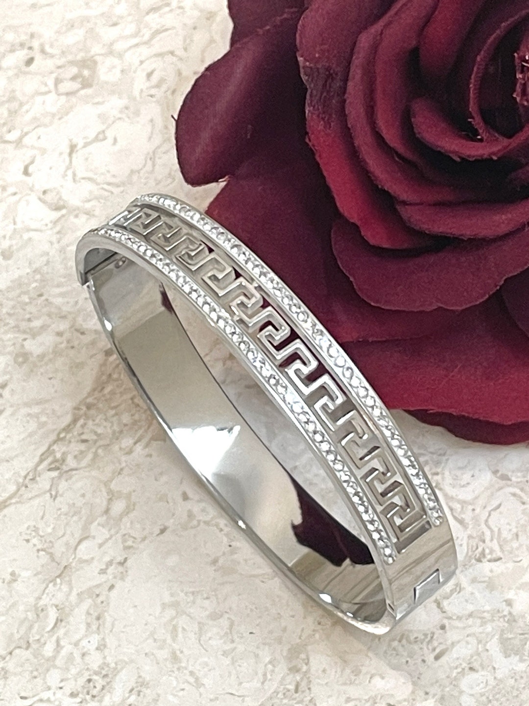 10mm Bracelet Greek Jewellery 18k White Gold Bracelet Infinity Bangle ...