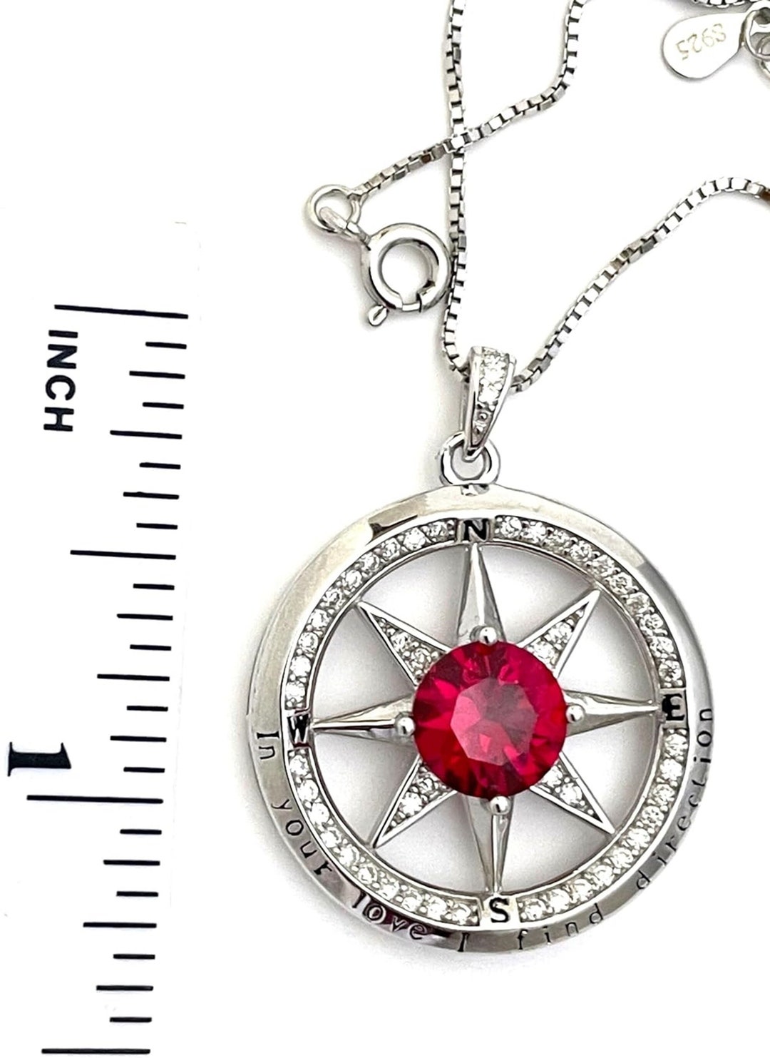 2 Carat Diamond Ruby Compass Jewelry Ruby Pendant Ruby Necklace Ruby ...