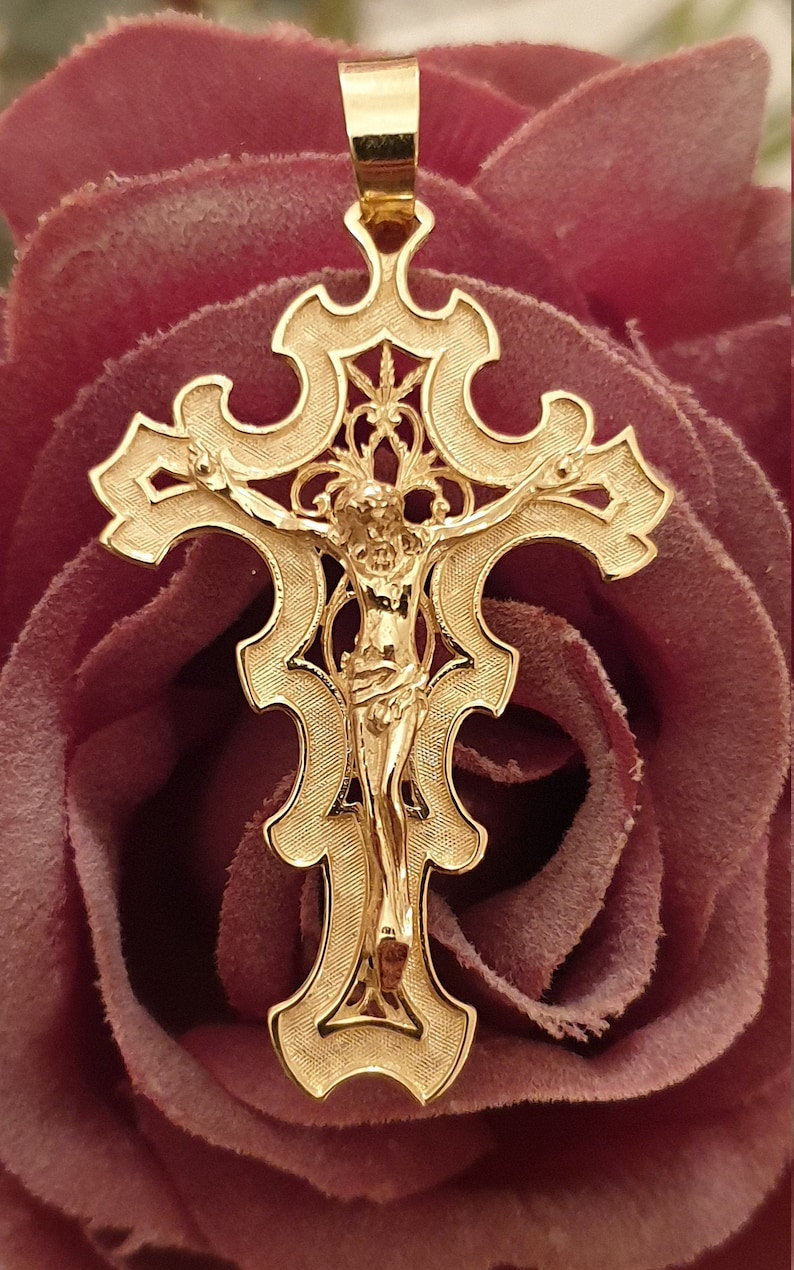 Rare 18k Solid LARGE Gold Cross Pendant Women/byzantine Cross | Etsy