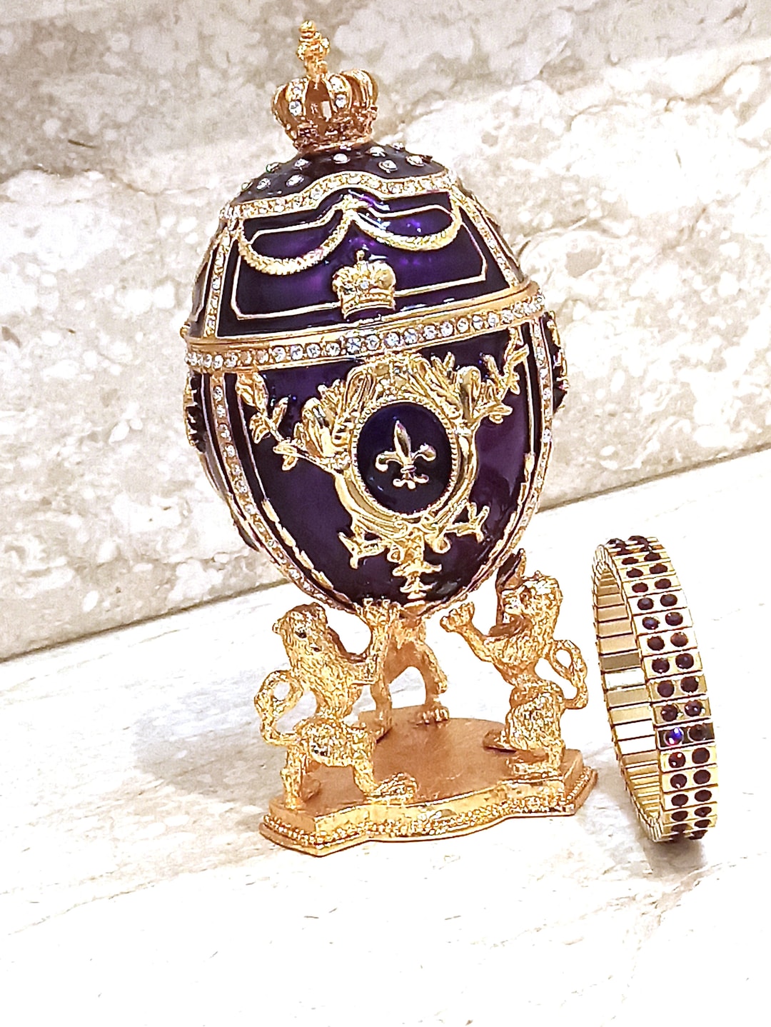 Faberge Style Egg Box/fabergé Egg 24K GOLD 4ct Faberge Trinket Box ...