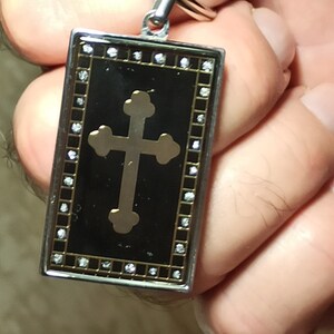 SILVER Cross Keychain Swarovski Diamond 24K Christian Keychain Cross ...