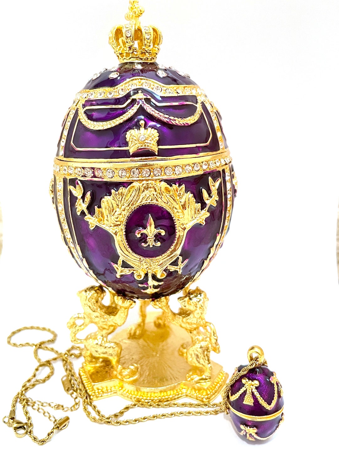 Stunning June Birthday Gifts for Her, Amethyst Faberge Egg Jewelry Box ...