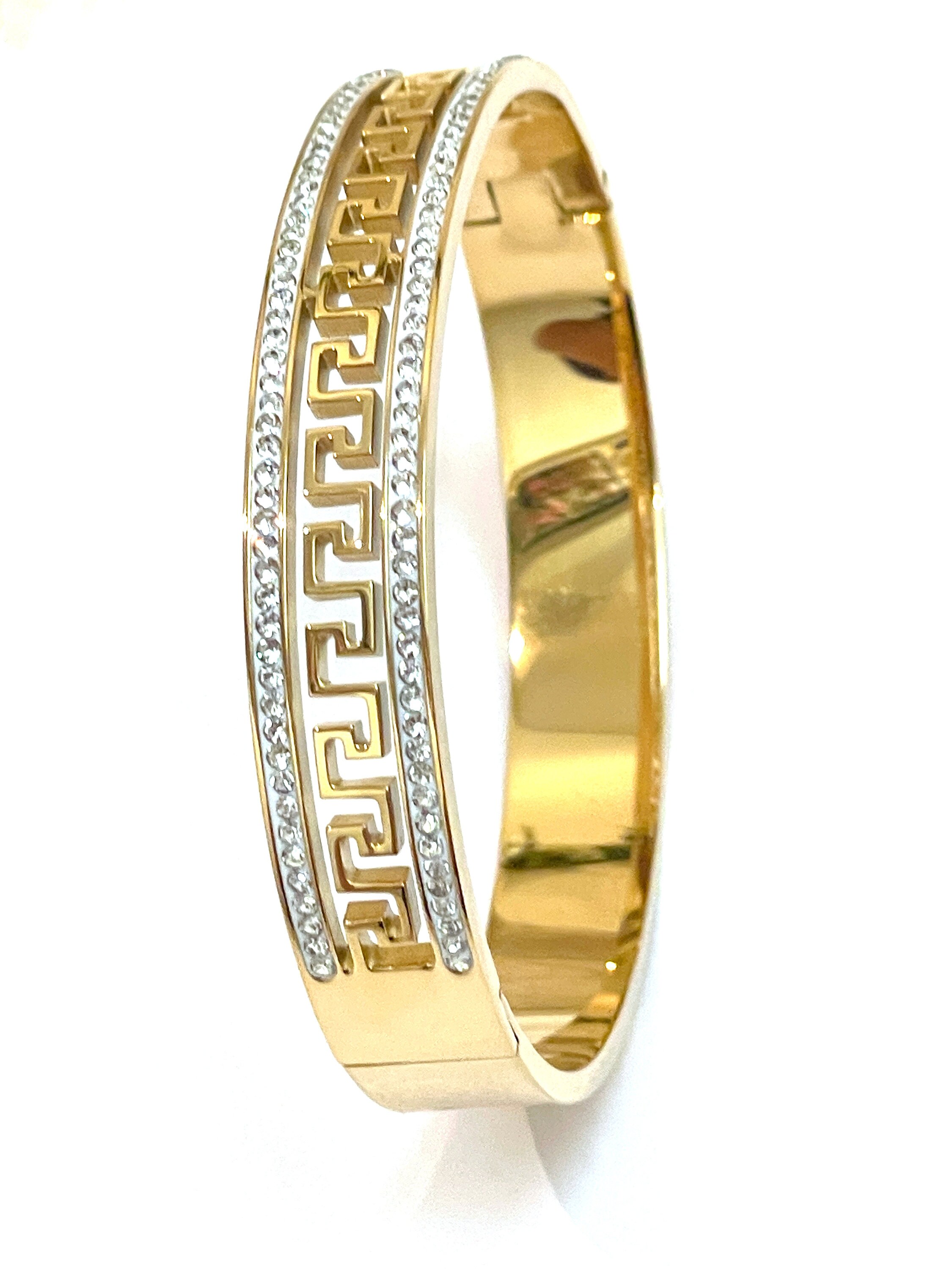 10mm Bracelet Greek Jewellery 18k Yellow Gold Bracelet Infinity Bangle ...