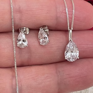 3ctw Diamond Tear Drop Pendant Diamond Teardrop Earrings Solid 18k GOLD ...