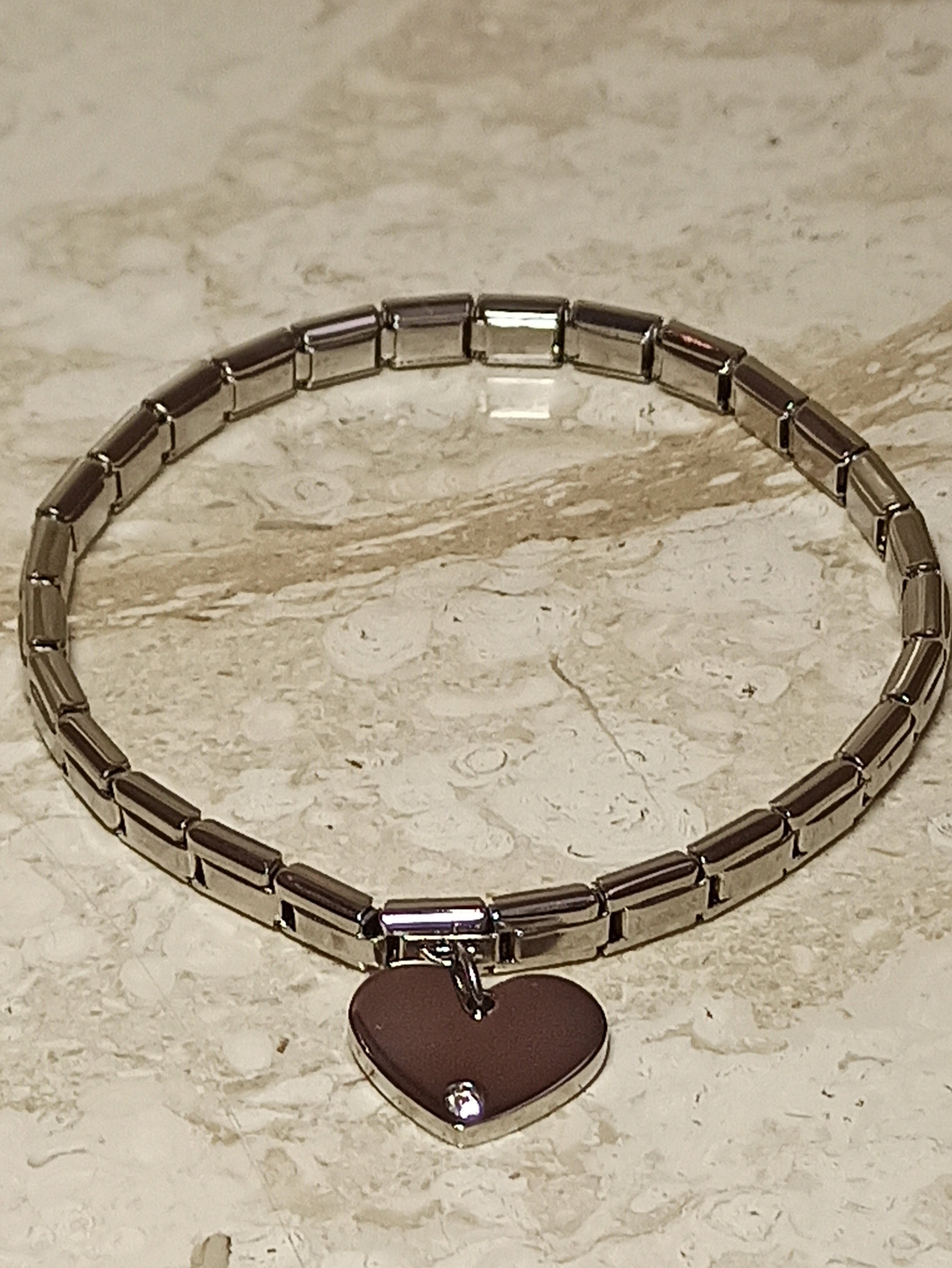 SILVER Heart Bracelet Swarovski DIAMOND 0.03ct/heart Bracelet - Etsy UK