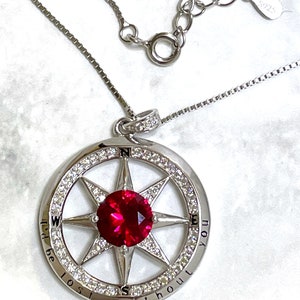 3.5 Carat Diamond Pendant Compass Jewelry NATURAL RUBY 40th Wedding ...
