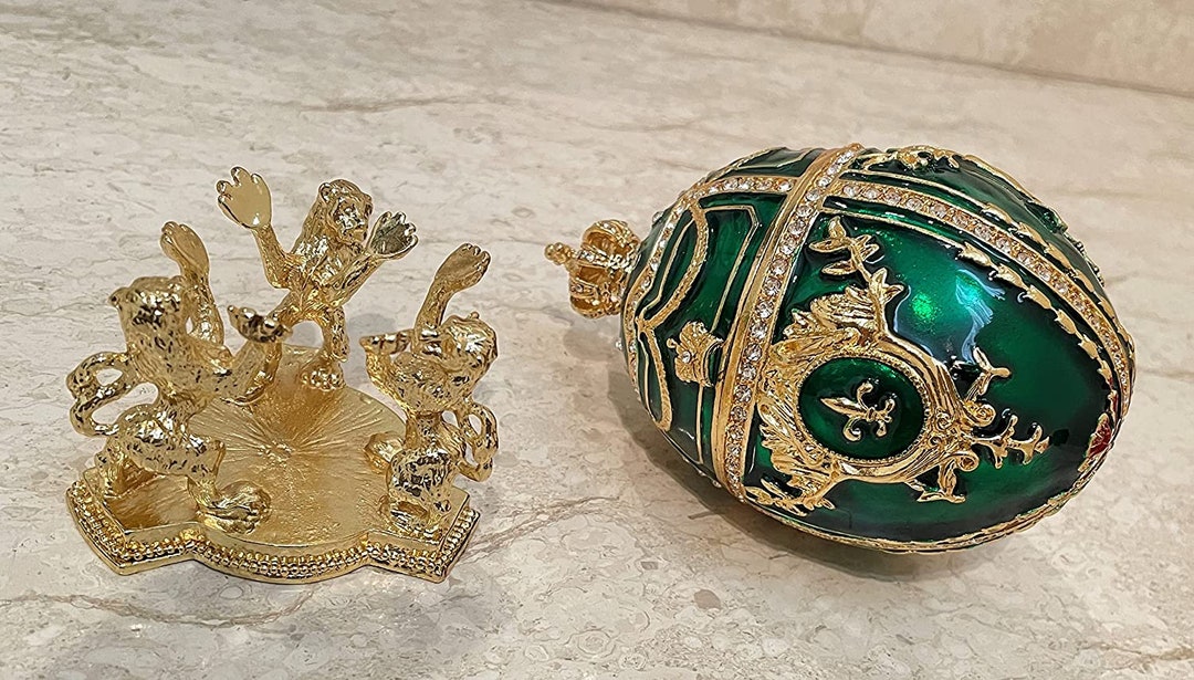 Fabergé Egg, Emerald Jewelry Box, Faberge Green Egg, Birthday Gift ...