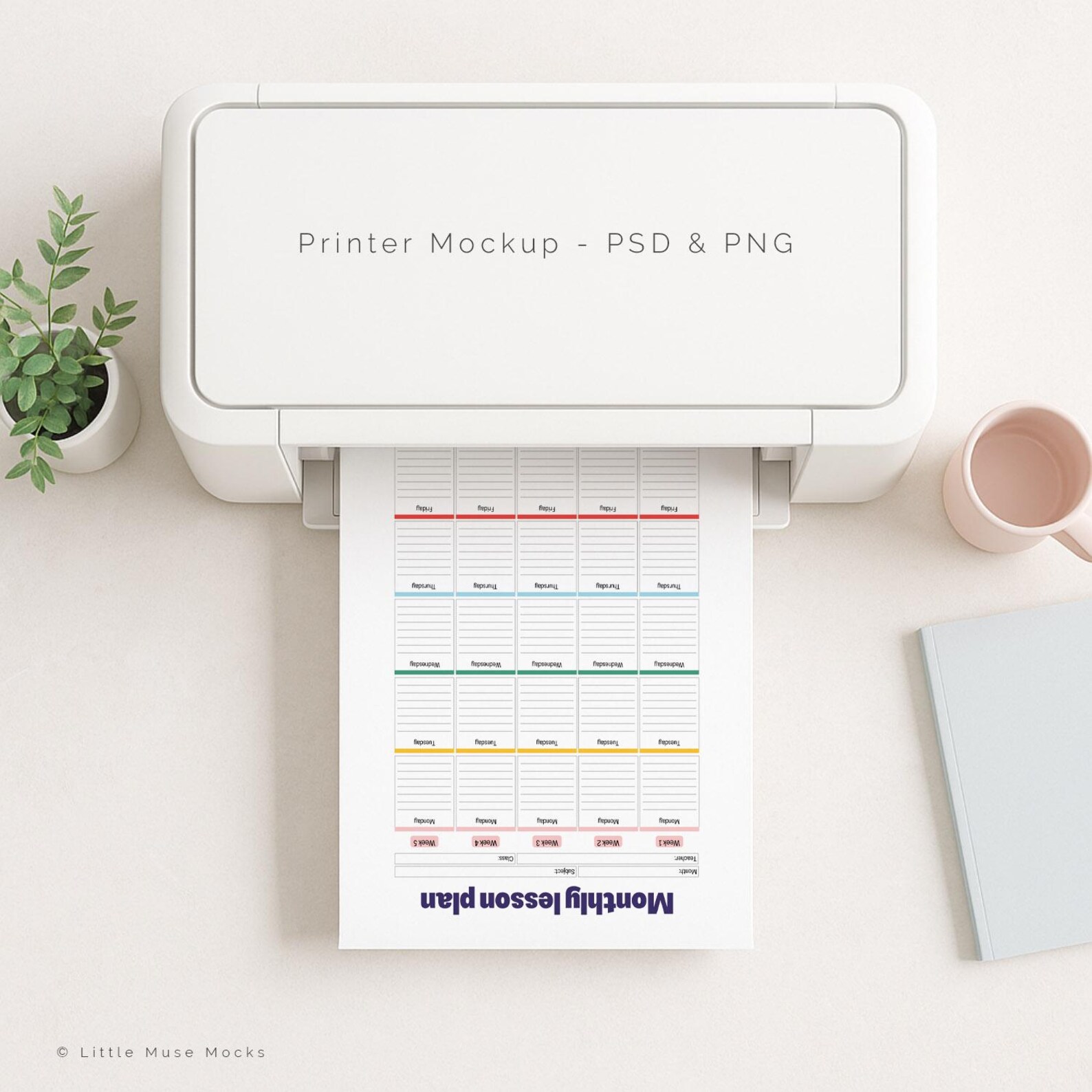 Minimalist Printer Mockup: Editable Photoshop/photopea PSD (digital ...