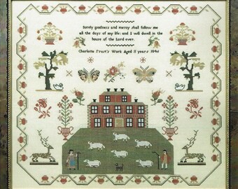 Seven Sheep Reproduction Sampler by Scarlett House Counted Cross Stitch ...