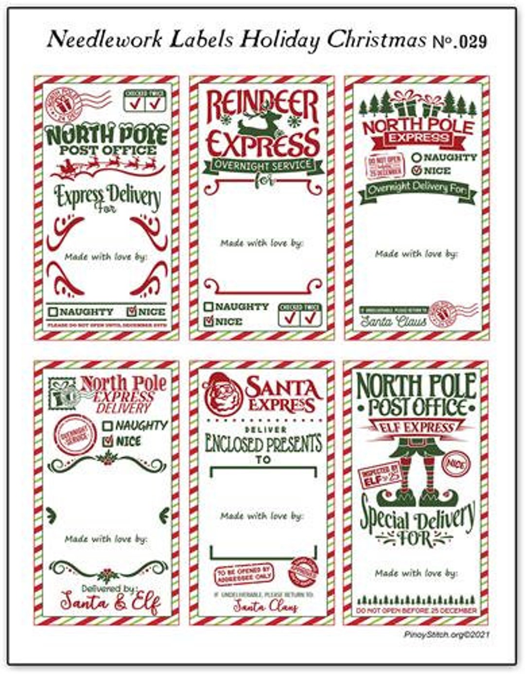 Needlework Labels (2) 8"x11" 6 Images per Sheet Several Different ...