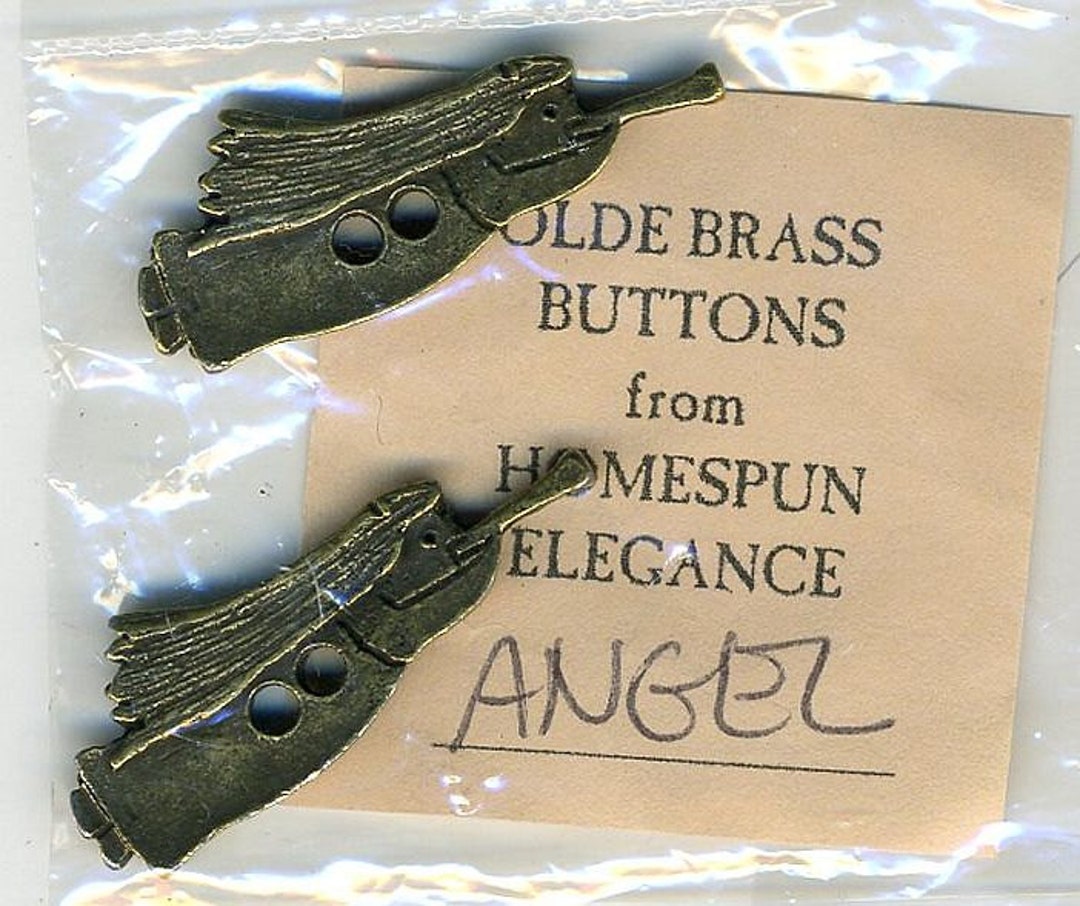 Olde Brass Button Charms - Angel - by Homespun Elegance 2 per Package ...