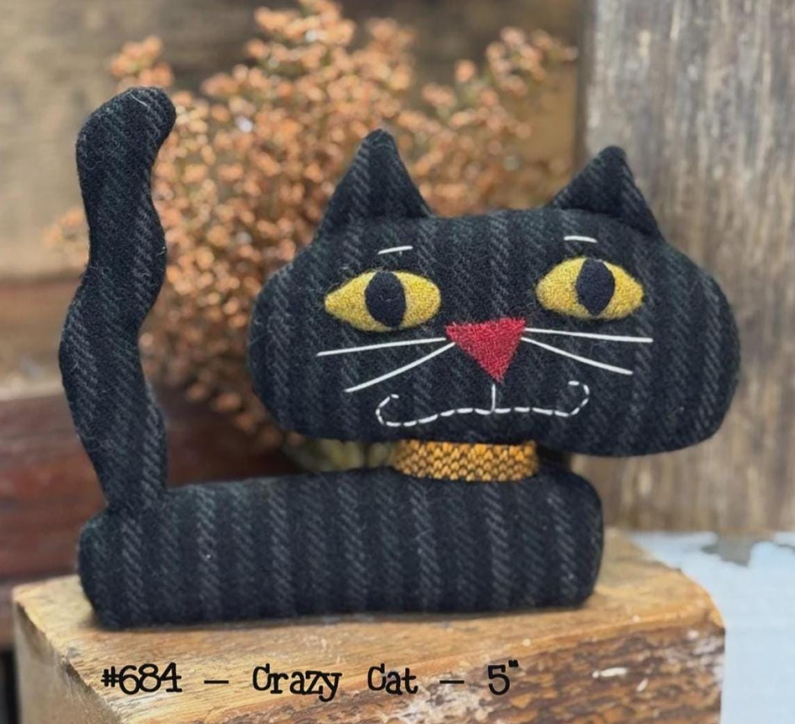 Crazy Cat 5" Pin Keep PATTERN to Sew (not a Finished Product) by ...