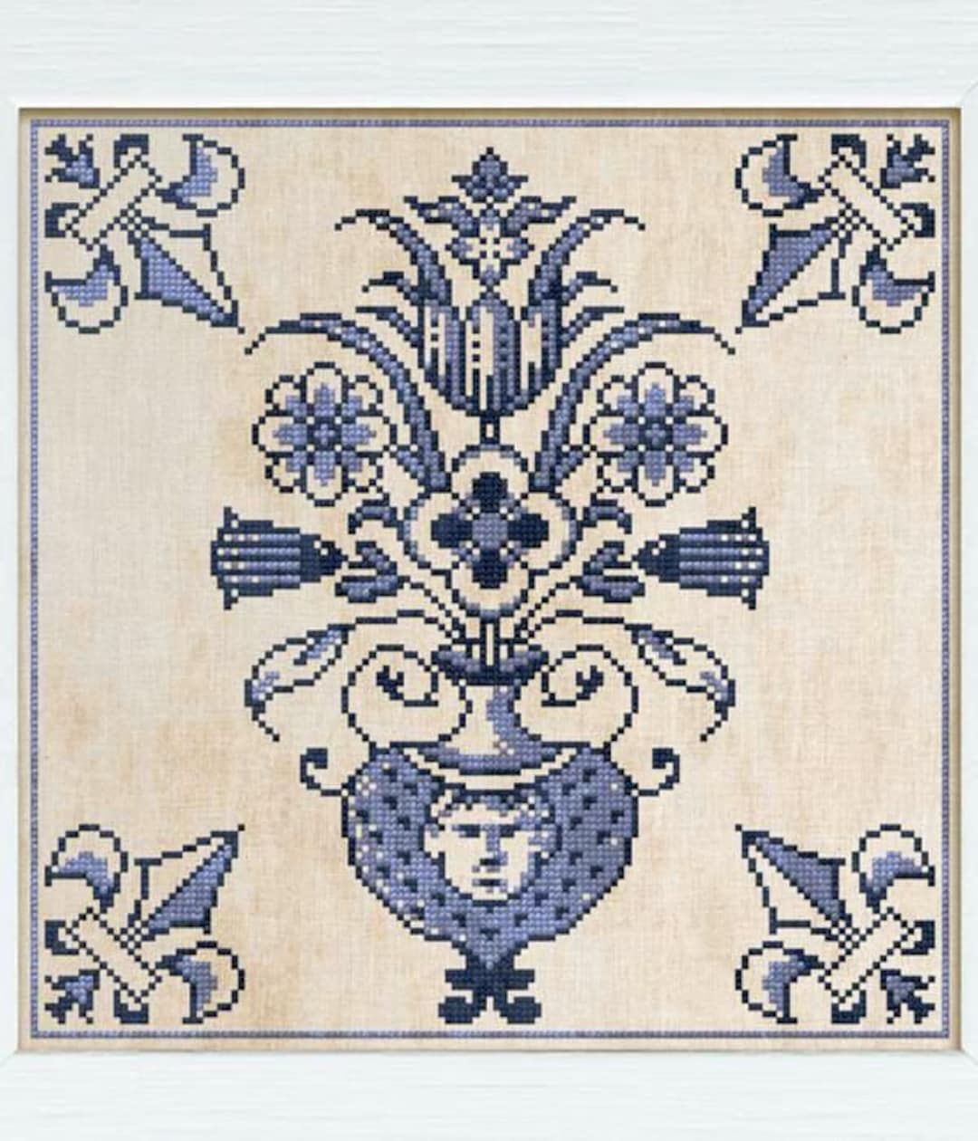 Delft Blue Tile No. 1 - the Vase by Modern Folk Embroidery Counted ...