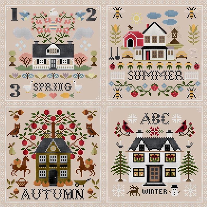 Seasons Set by Dear Sukie Counted Cross Stitch Pattern/chart - Etsy