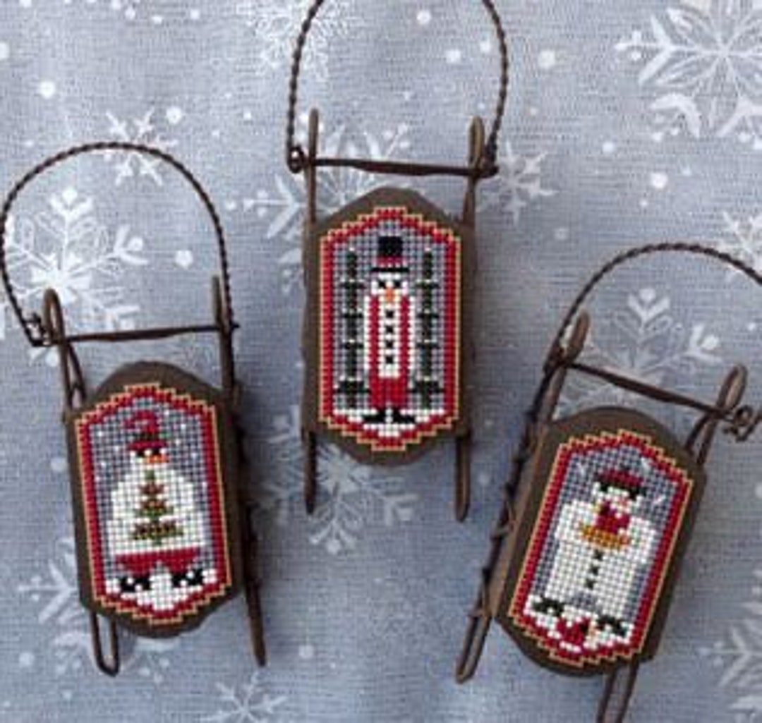 Snow Folk sleds Sold Seperately by Foxwood Crossings Counted Cross ...