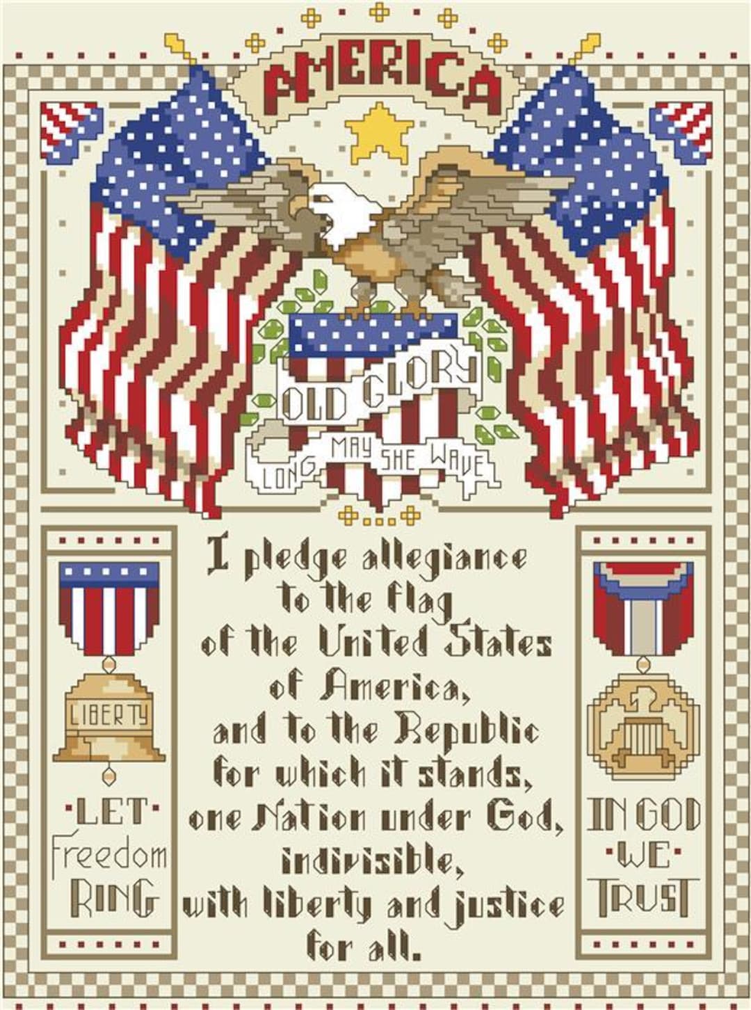 American Flag Sampler by Kooler Classic Charts Counted Cross Stitch ...