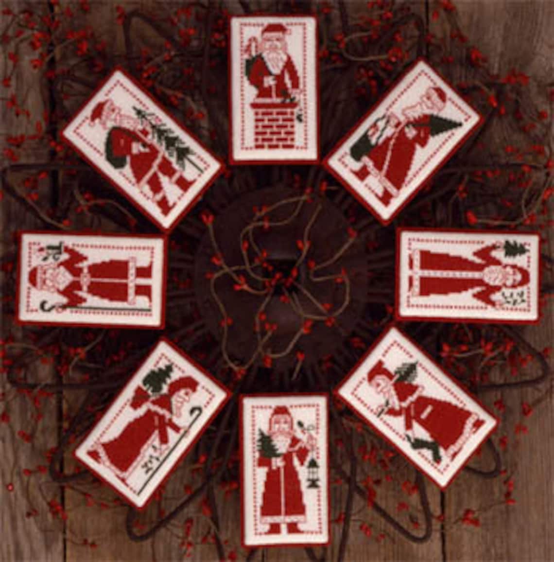 Redwork Santas by Prairie Schooler Counted Cross Stitch - Etsy