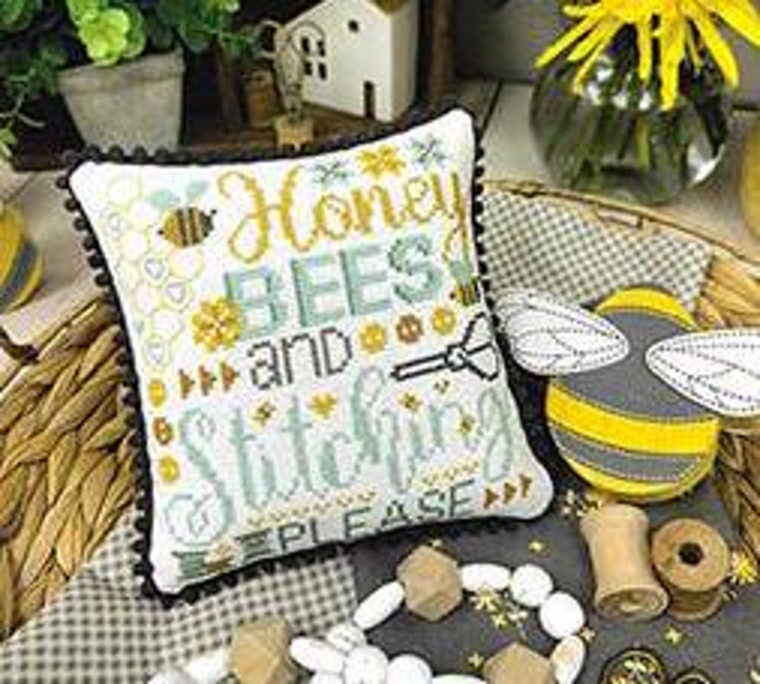 Honey Bees & Stitching Please by Primrose Cottage Counted Cross Stitch ...