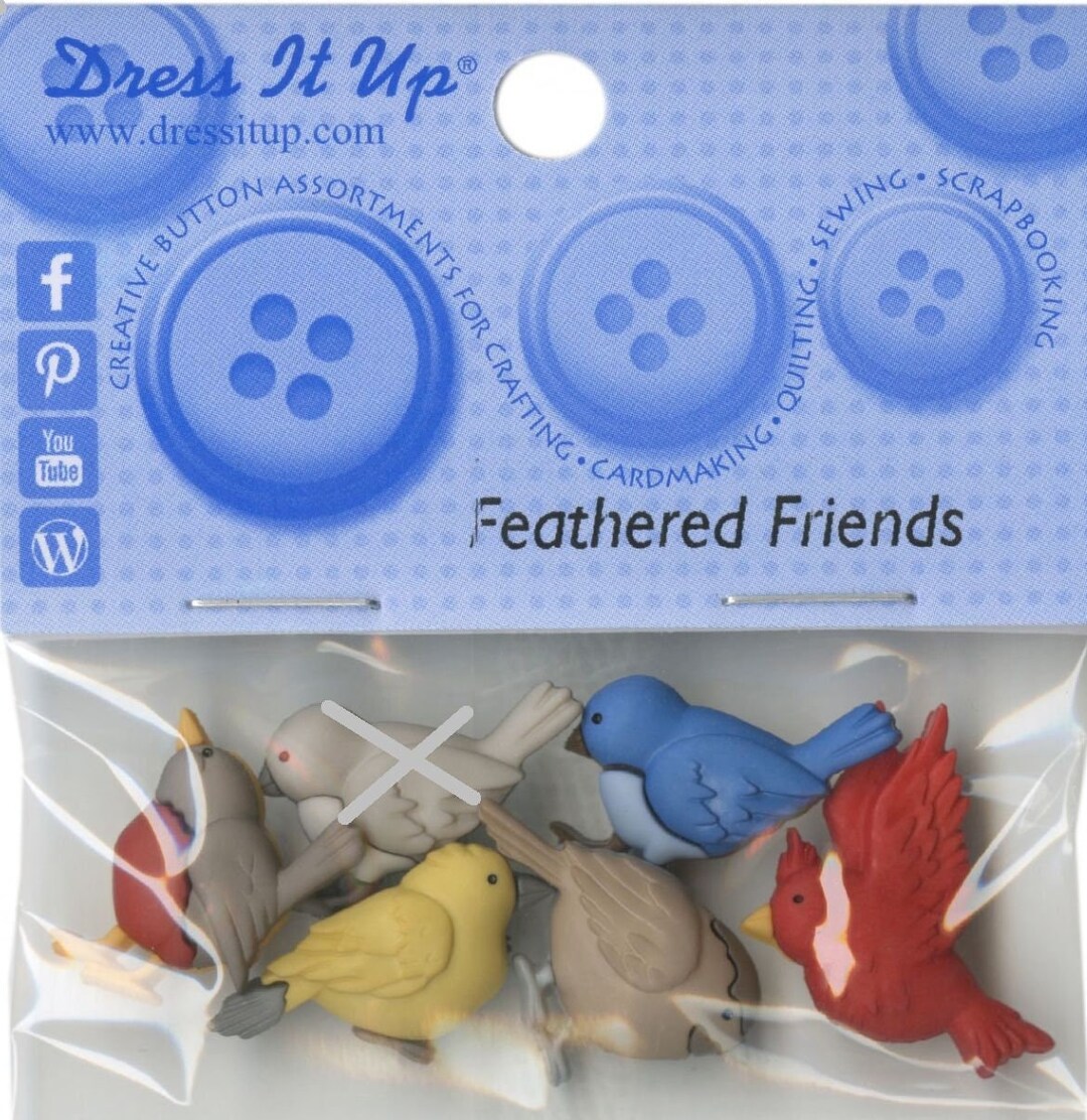 Feathered Friends Button Pack 26mm. 5 Pieces 9 (no Grey). by Dress It ...