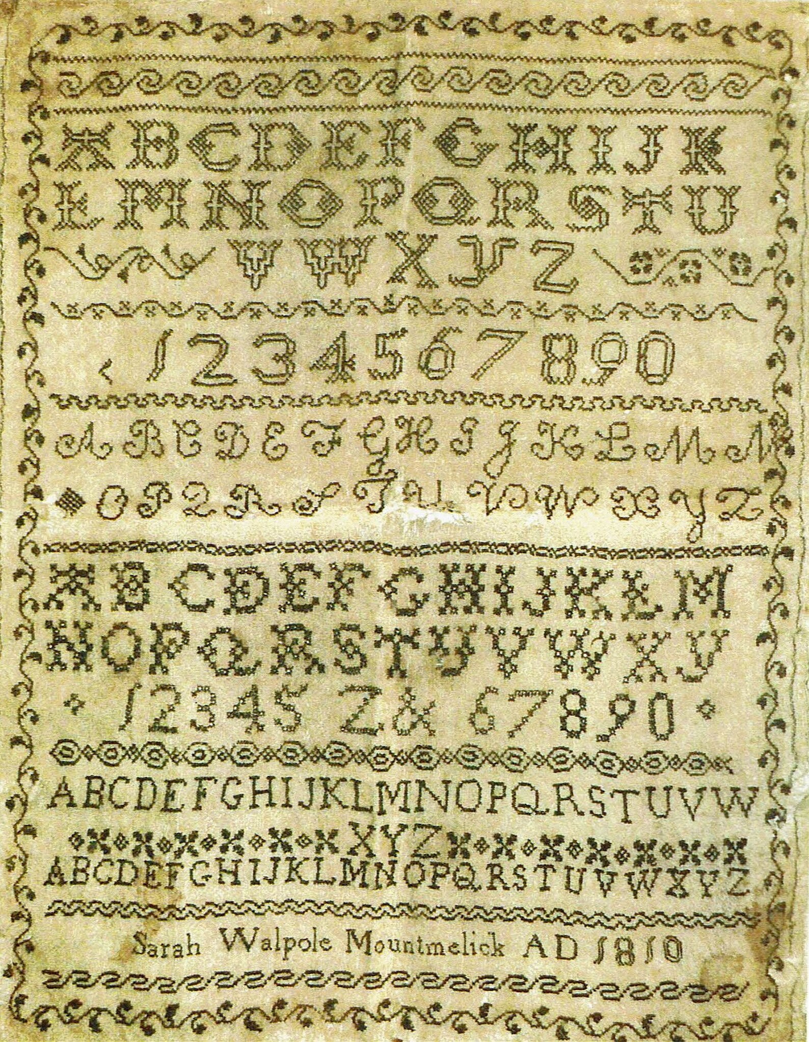 Sarah Walpole 1810 Reproduction Sampler by Stitchy Box Samplers Counted ...