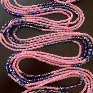 Pink & Blue Waist Bead, Waist Bead, Belly Chain, Beaded Body Jewelry ...