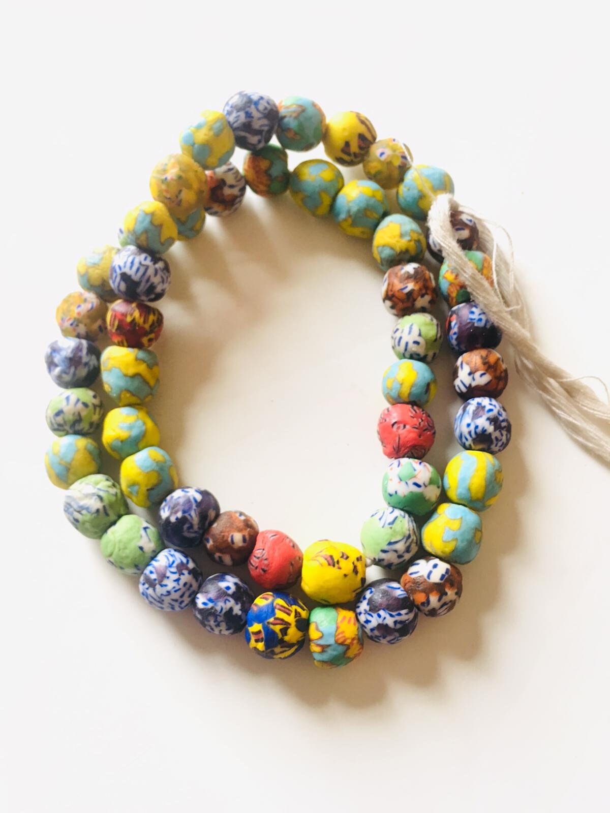 African Multi Colored Bead/Sandcast/Ghana African Glasd Bead/ 40 beads ...