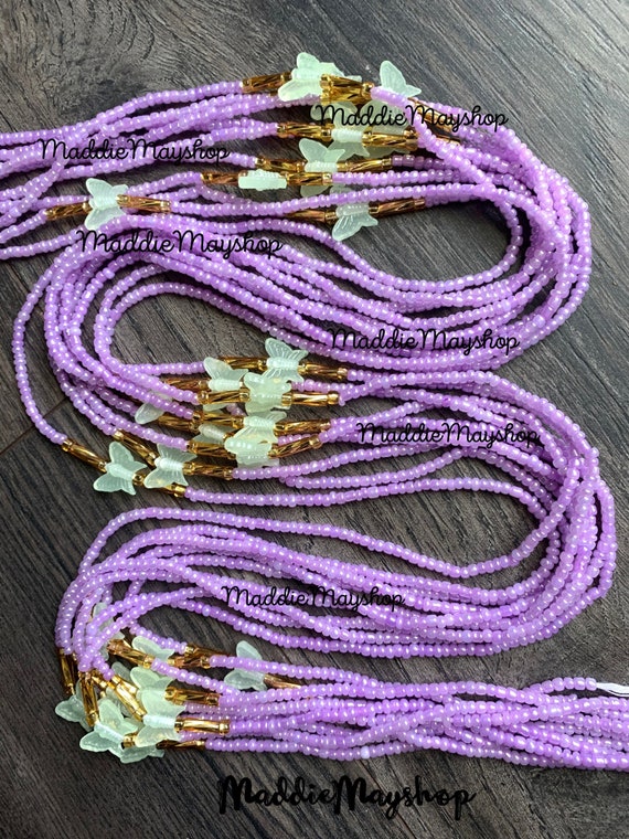 Royal Waist Bead Belly Beads With Soft Glow Butterflies Etsy