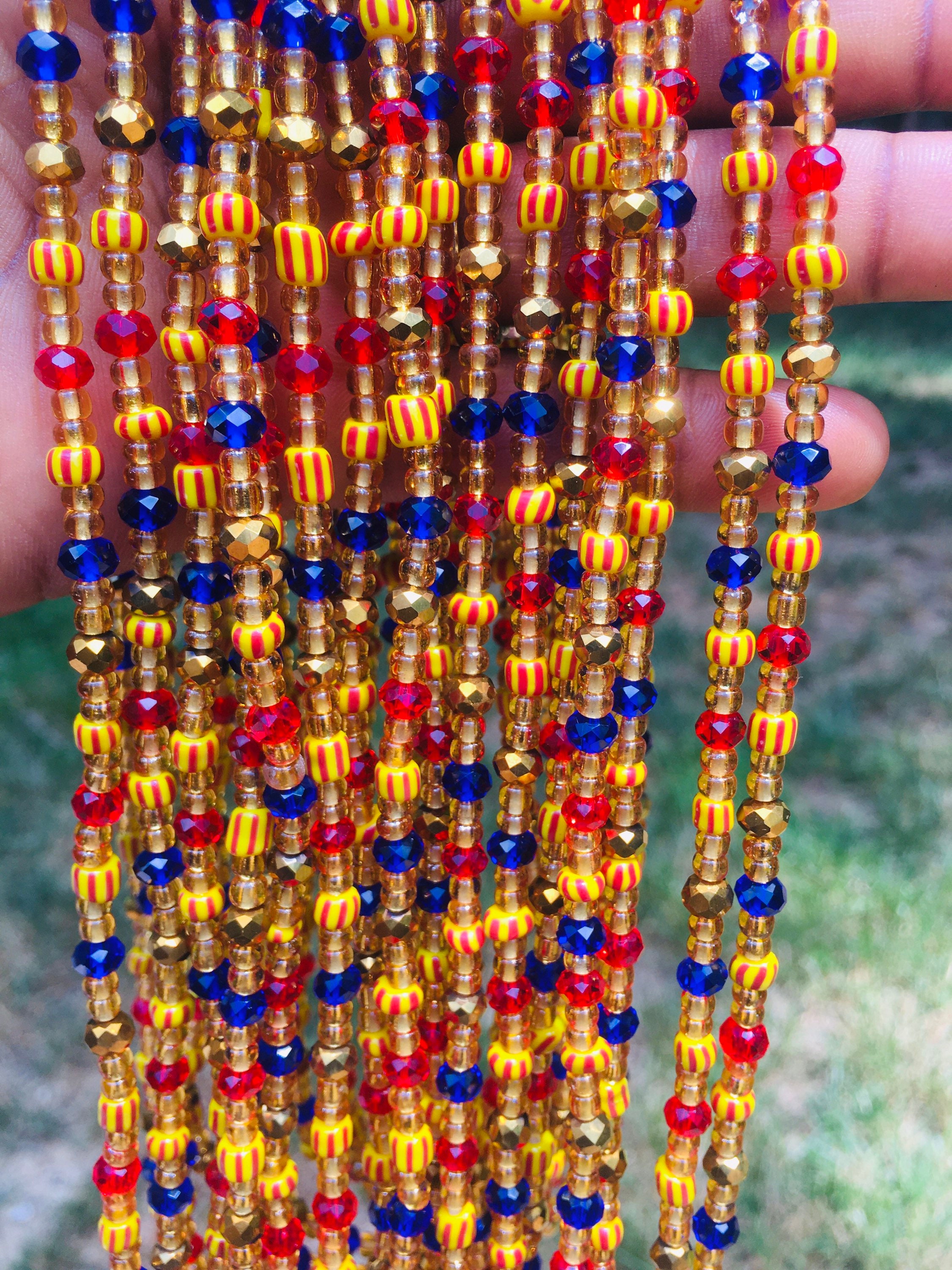 Multi-colored Waist Bead infused with Sandcast bead. Plus Size!