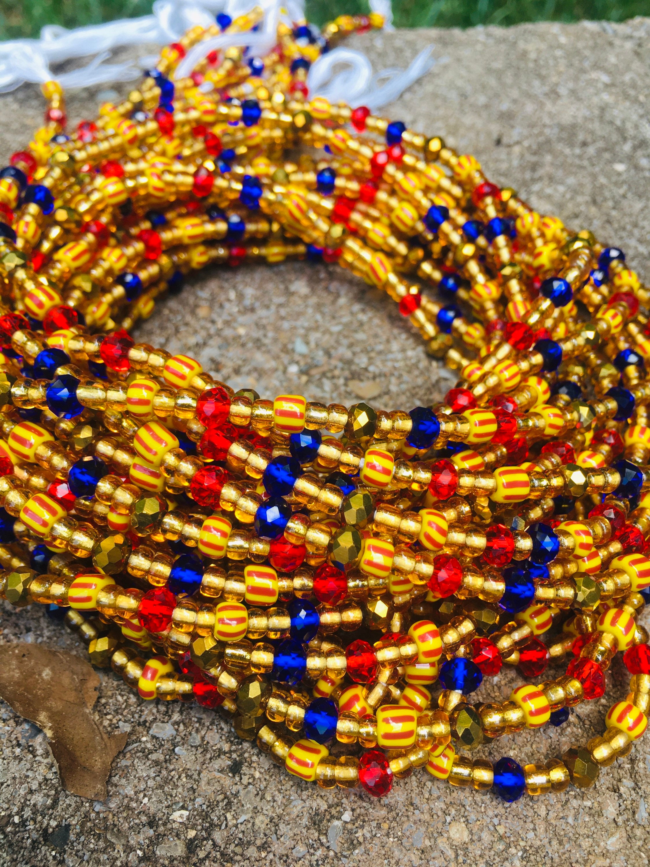 Multi-colored Waist Bead infused with Sandcast bead. Plus Size!