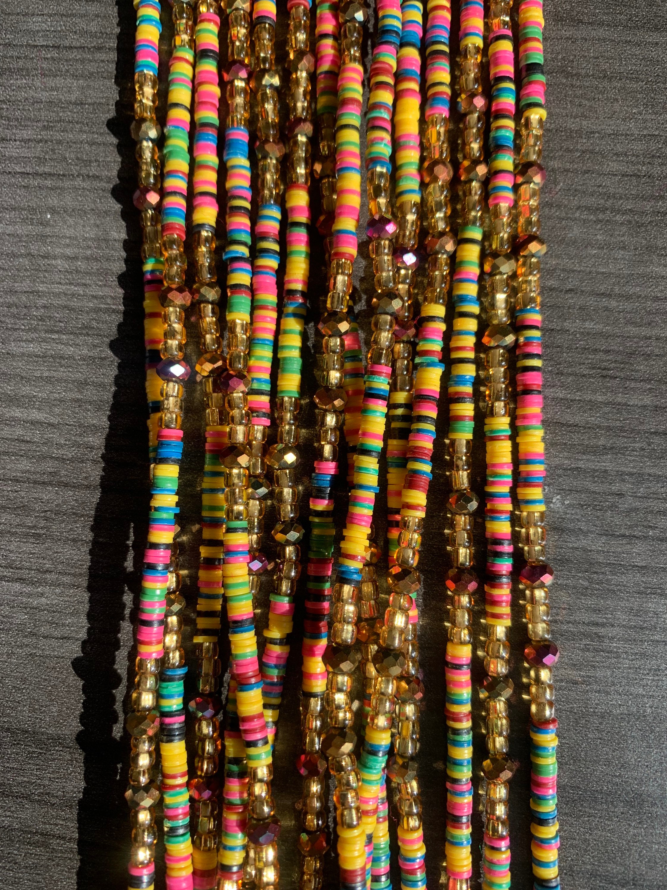 Vinyl Waist Bead, Disc waist bead, Multicolor Waistbead, Belly Beads ...