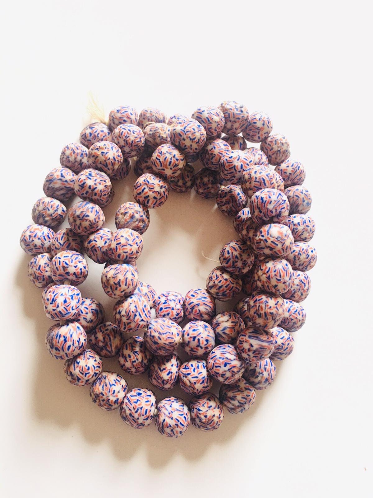 African Multi Colored Bead/Sandcast/Ghana African Glasd Bead/ 40 beads ...