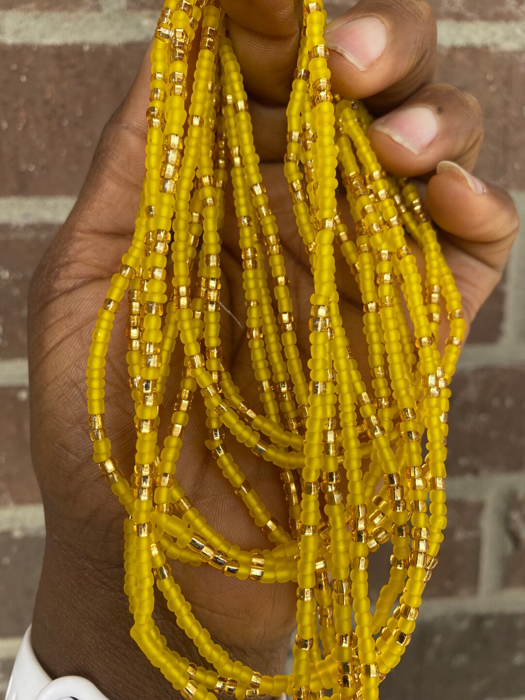 Yellow and Gold Waist Bead, Waist Bead, Belly Chain, Beaded Body ...