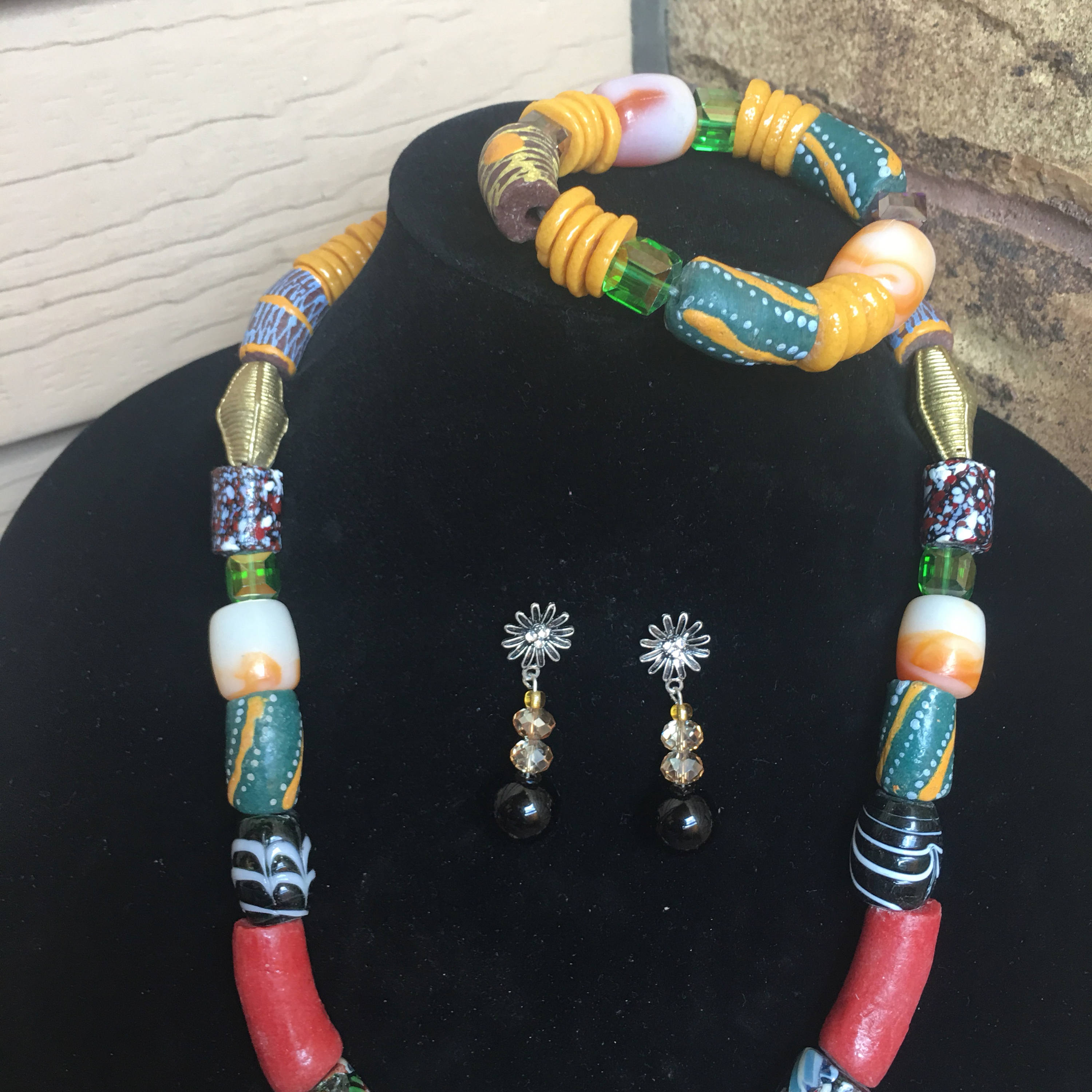 Africa Trade Beads, Adinkrahene Jewelry, Greatness Necklace, Colorful ...