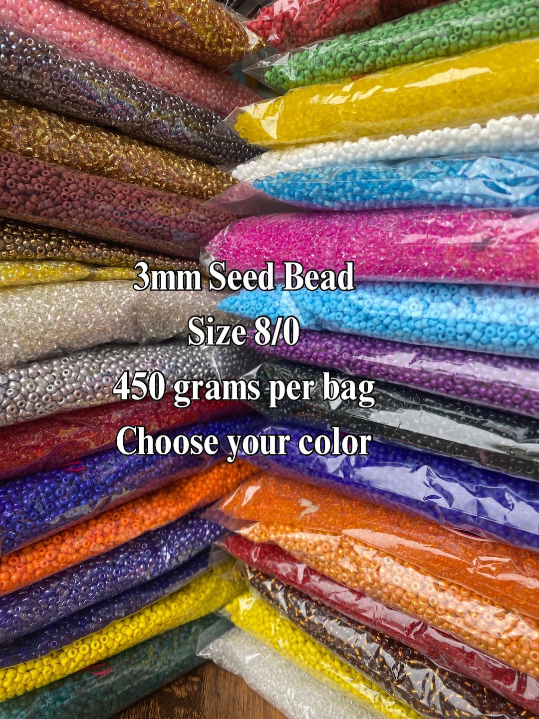 3mm Glass Beads, Size 8/0 Seed Beads, Assorted Colors, Glass Beads, DIY ...