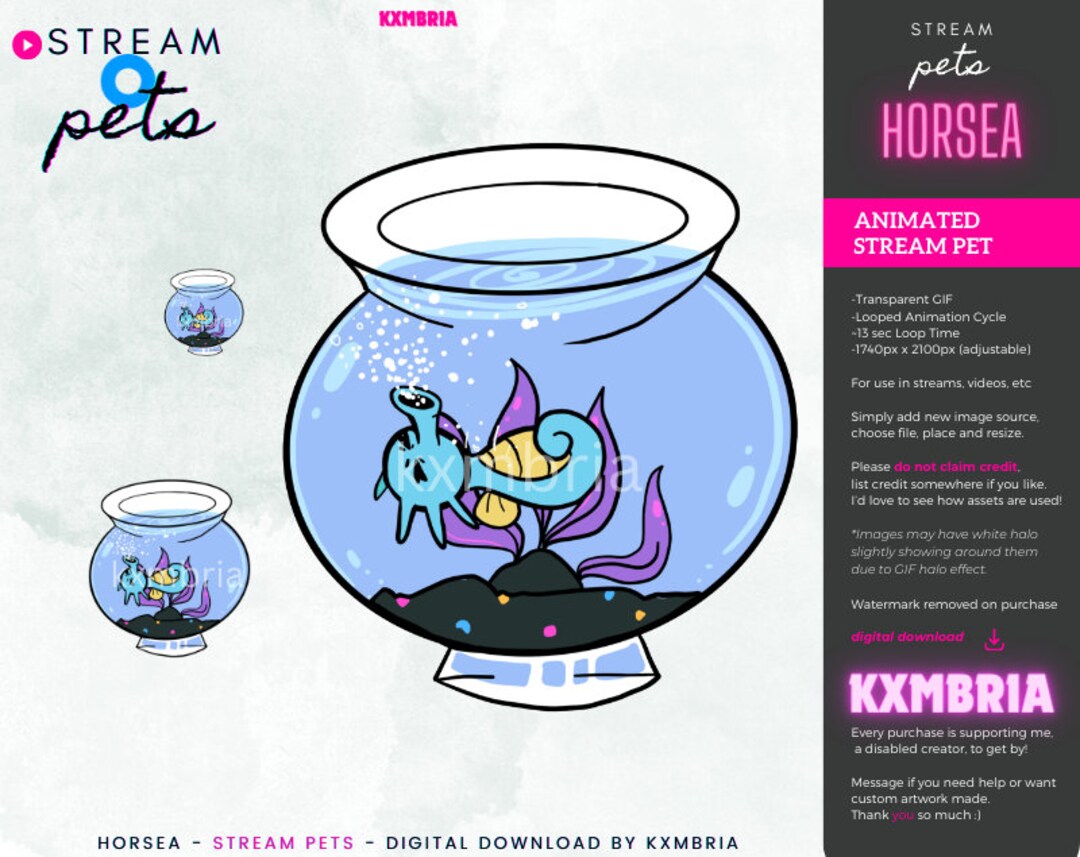Cute Animated Stream Pet | Horsea Pokemon | Simple, Cozy Gamer Assets ...