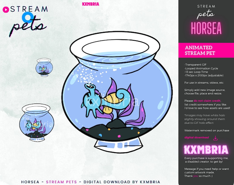 Cute Animated Stream Pet | Horsea Pokemon | Simple, Cozy Gamer Assets ...