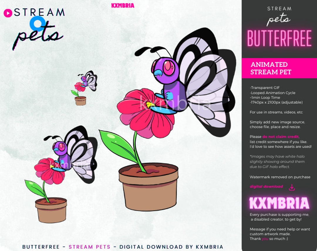 Cute Animated Stream Pet | Butterfree Pokemon | Simple Cozy Gamer ...