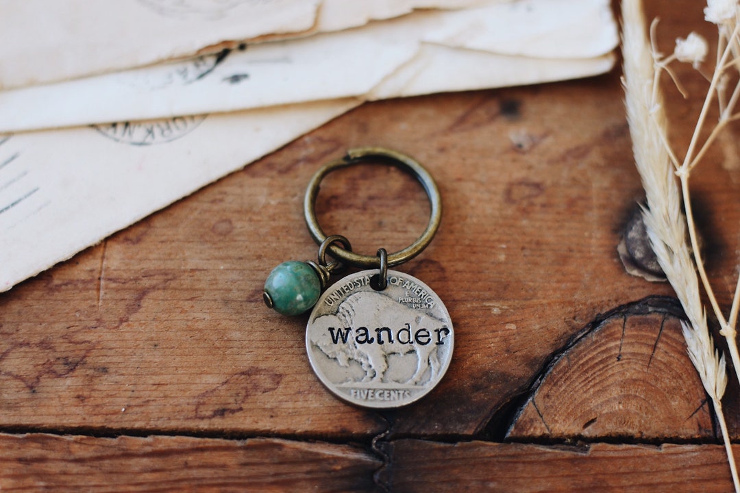 Wander Vintage Buffalo Nickel Keychain, Boho Southwestern Keychain for ...