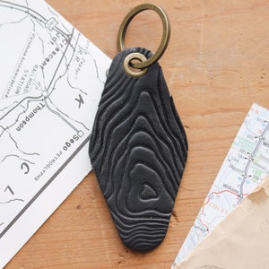 Topographic Map Leather Motel Keychain Topography Gift - Etsy