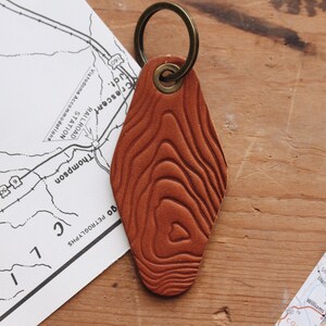 Topographic Map Leather Motel Keychain Topography Gift - Etsy