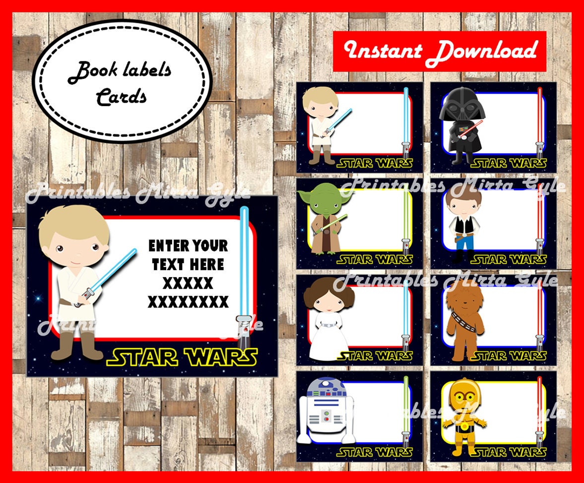 Star Wars Label Cards Printable Gold Star Wars Favor Tags Template