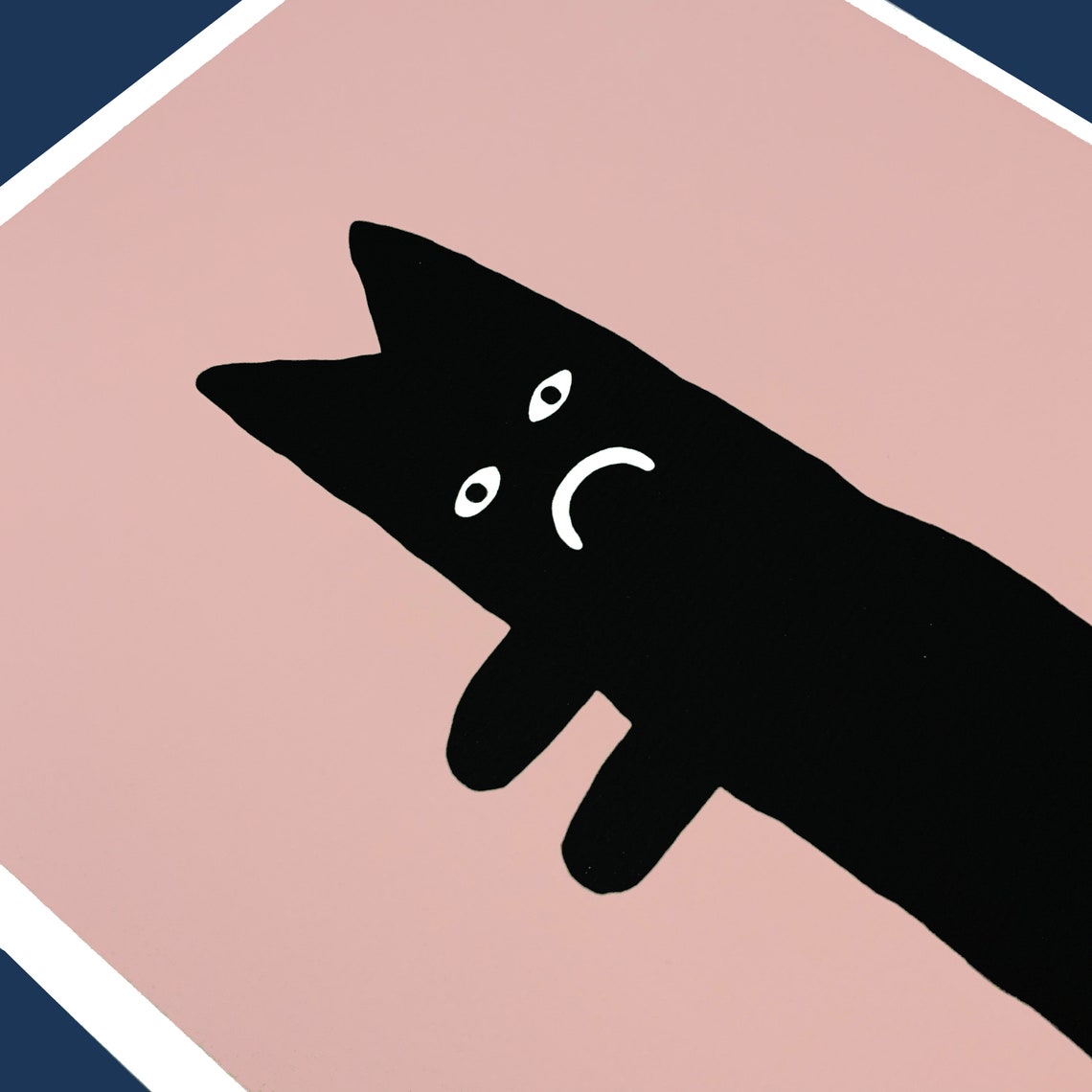 Pink A4 Sad Cat Poster - Etsy