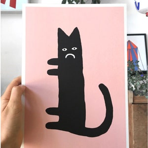 Pink A4 Sad Cat Poster - Etsy