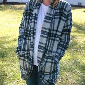 Marled Solid Comfy Cardigan With Wide Bands, Solid Sweater, Snuggly ...