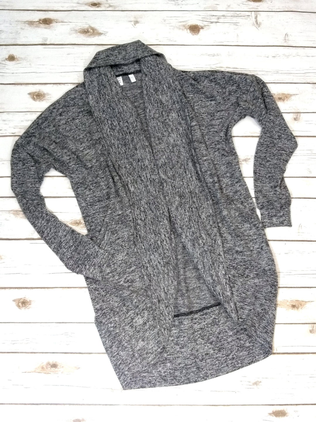 Marled Solid Comfy Cardigan With Wide Bands, Solid Sweater, Snuggly ...