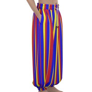 Clown Stripe Primary Color Balloon Pantaloon Pants Unisex Loungewear ...