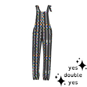 Glitch Stripe Checkered Overalls Adult Women Cute Modest Clown Costume ...