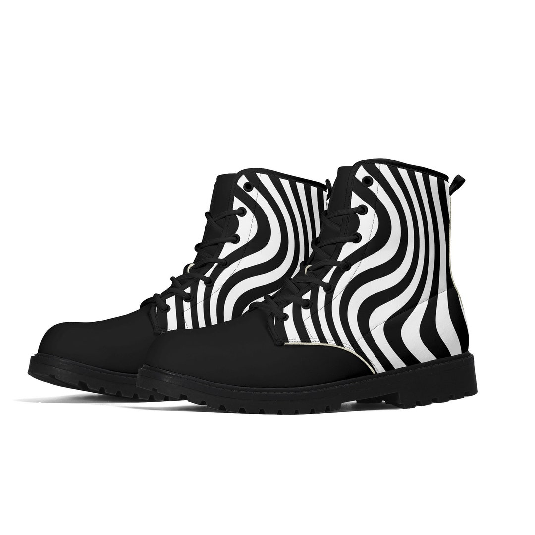 Zebra Wiggle Combat Boots Clowncore Professional Adult Clown Shoes ...