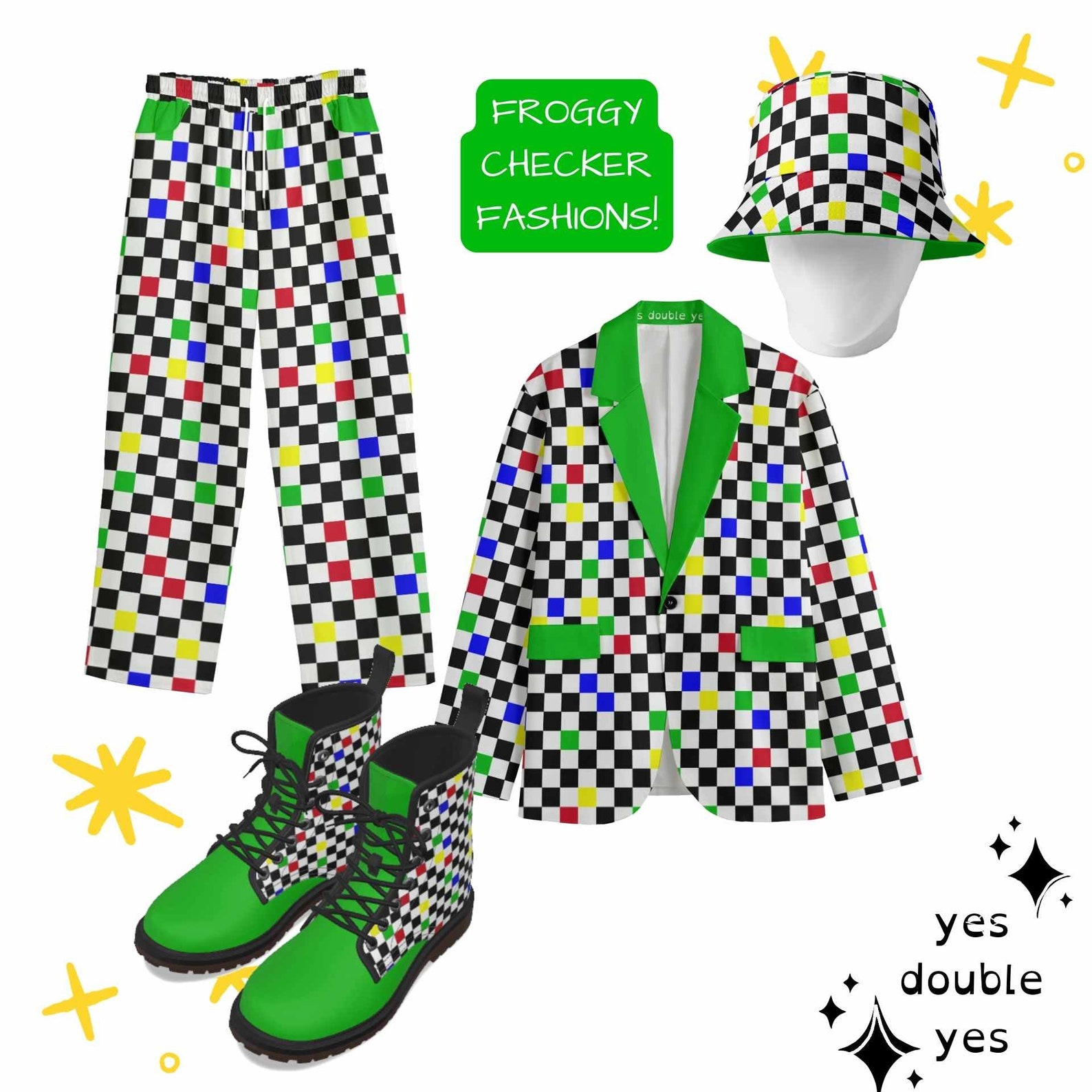 Froggy Checker Kidcore Blazer Mens Nonbinary Clowncore Cotton Sport ...