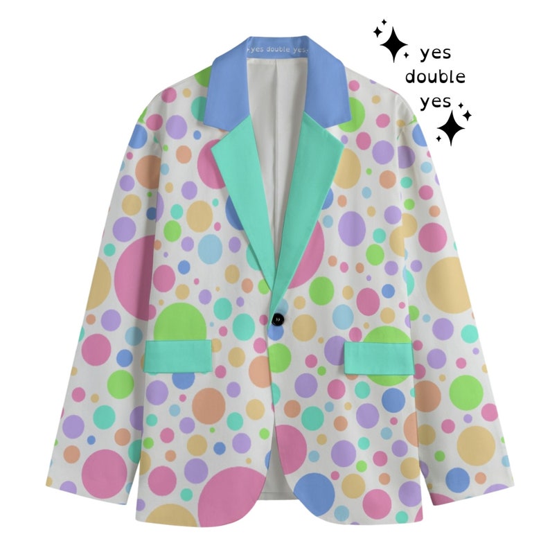 Softie Spots Clowncore Blazer Mens Cut Cotton Formal Suit Coat Pastel ...